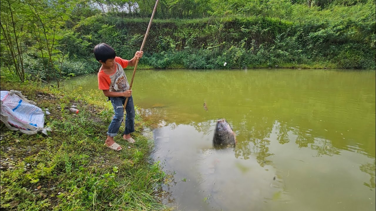Orphan boy's life - go fishing and bring back a big fish to eat ...