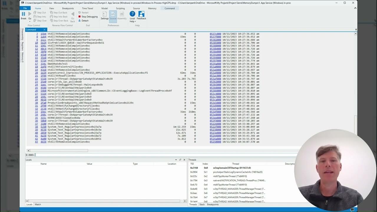 Analyze an Azure App Service memory dump on Windows, in process, High CPU - YouTube