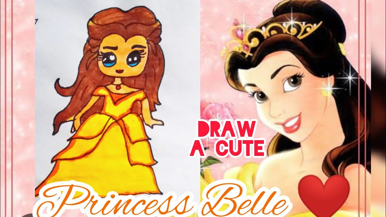Draw a cute🥰 Princess Belle |Disney Princess easy drawing|Princess ...