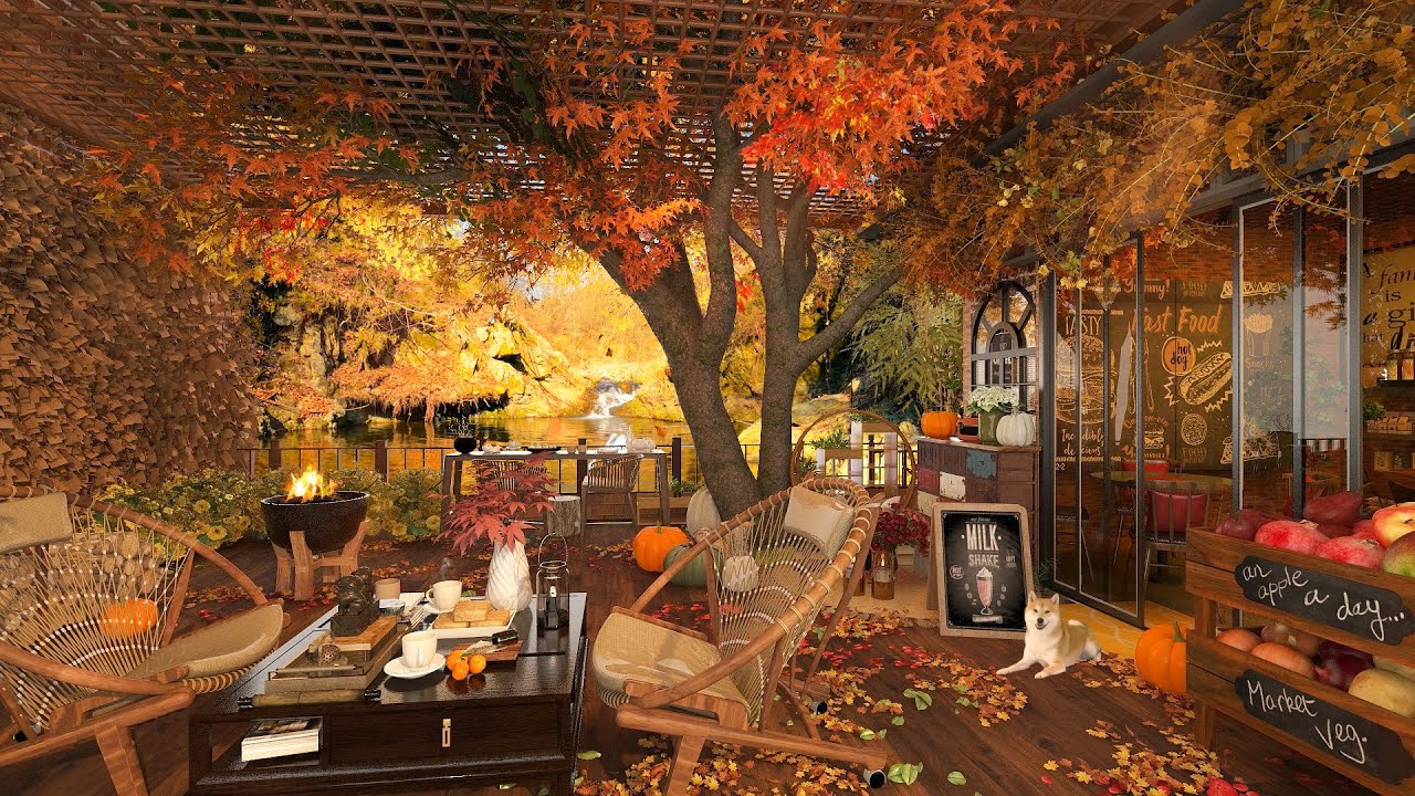 "Peaceful Autumn River Cafe" by Coffee Vibes,Cozy Autumn Ambience,Happy ...