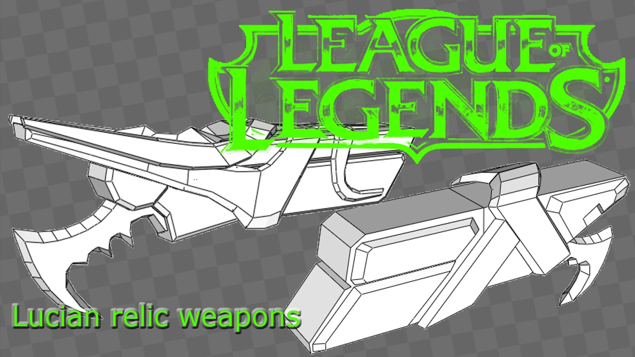 League of Legends Lucian relic weapons papercraft - YouTube