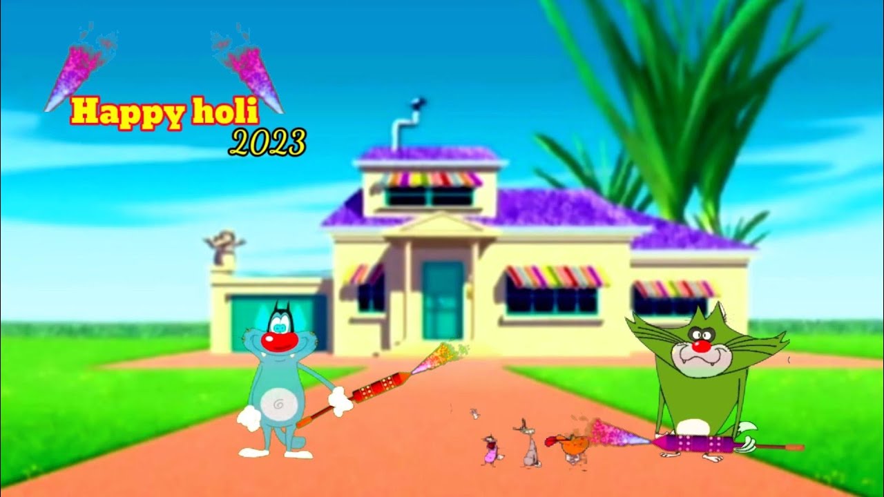#oggy - holi Coming soon 2023 status | Oggy and the cockroaches Holi ...
