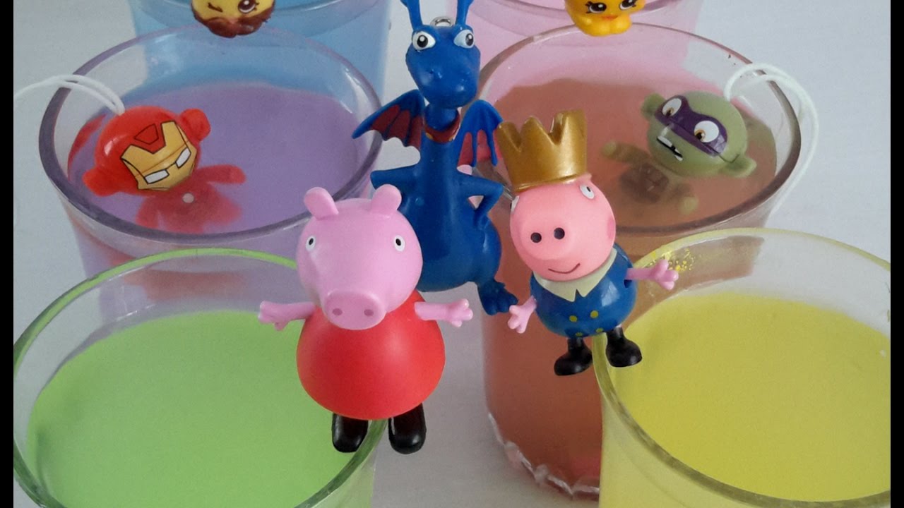 Water Color bath fun w Peppa George IRON MAN NINJA ! Learn Colors ...