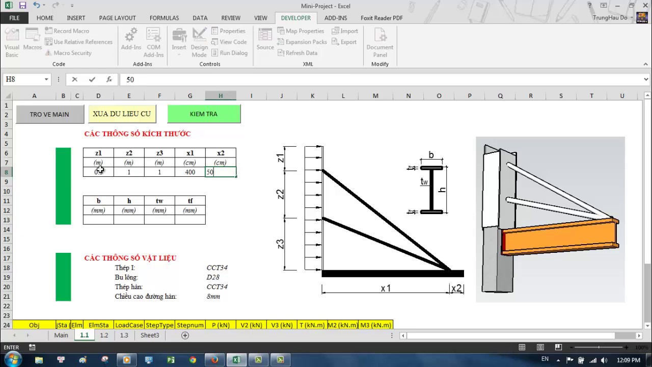 Use OAPI to Get an I bar FORCE using Excels and SAP 2000 - YouTube