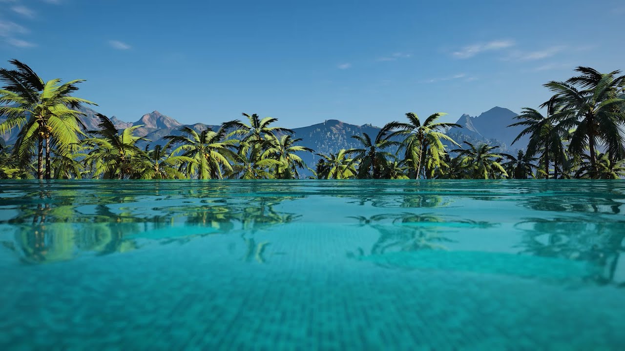 8 Hours Relaxing Pool Ambience with Water Sounds / Relaxing TV ...