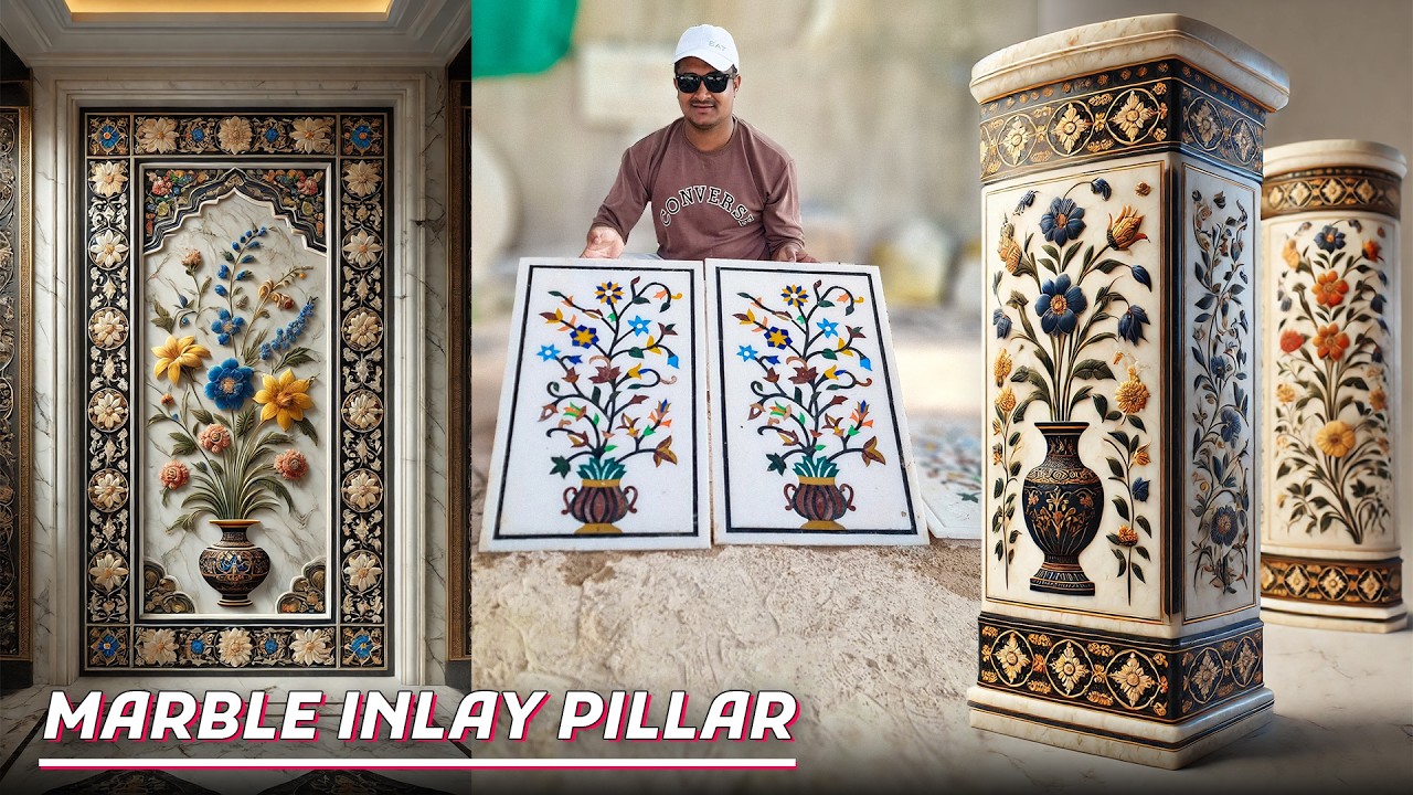 Inlay Design for Pillar & Wall Decor | मार्बल पिलर इँले वर्क | Marble ...