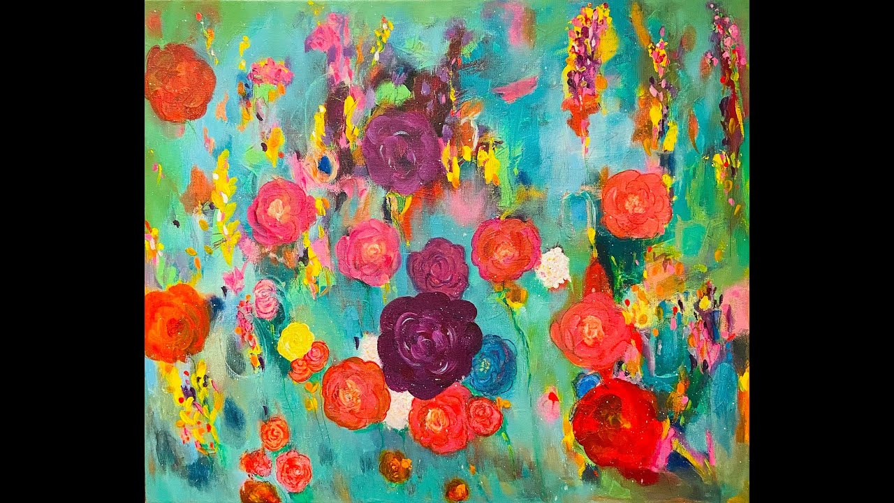 BEAUTIFUL BRIGHT INTUITIVE SPRING FLORAL-Building layers with markings ...