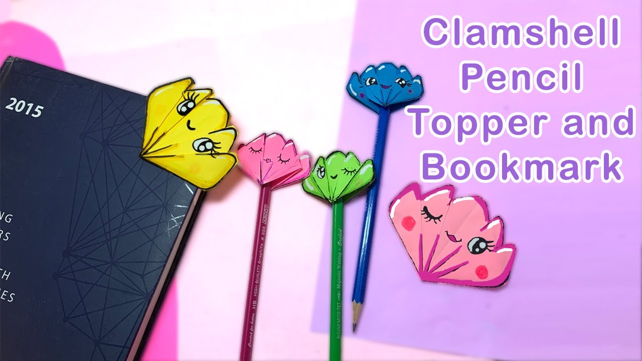 Cute Origami Corner Bookmarker and Pencil Toppers/ Paper Clamshell/back ...