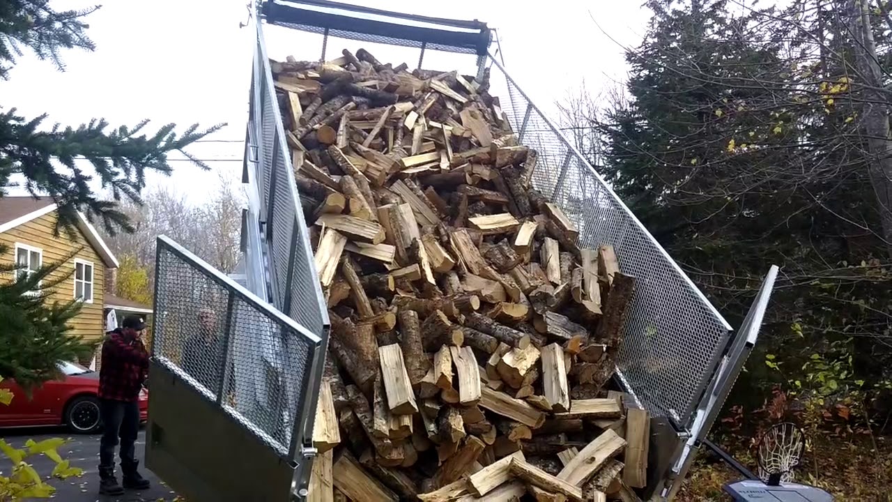 20191025 firewood delivery dump trailer - YouTube