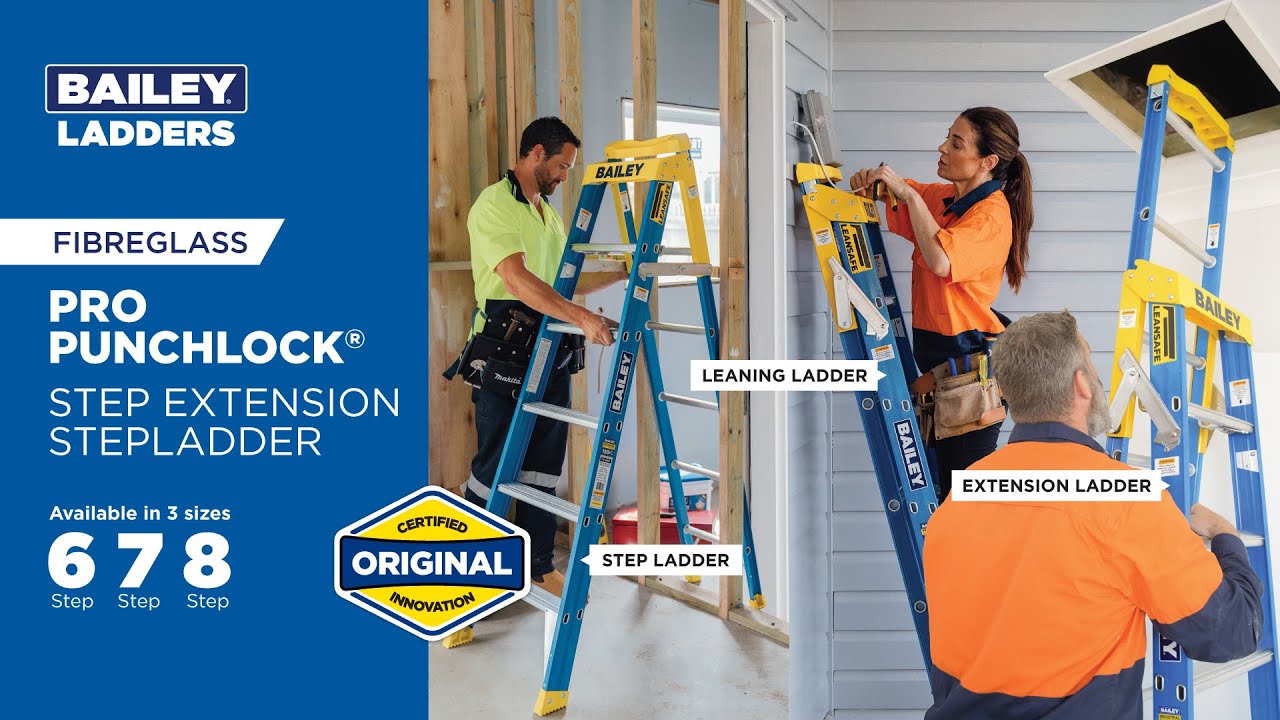 Fibreglass Step Extension Ladder | Bailey Ladders - YouTube
