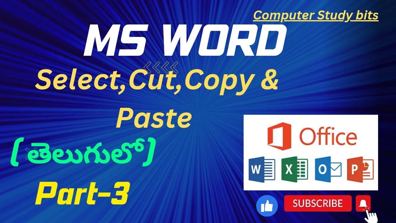 MS WORD - How to Select ,Cut,Copy,Paste Text - YouTube