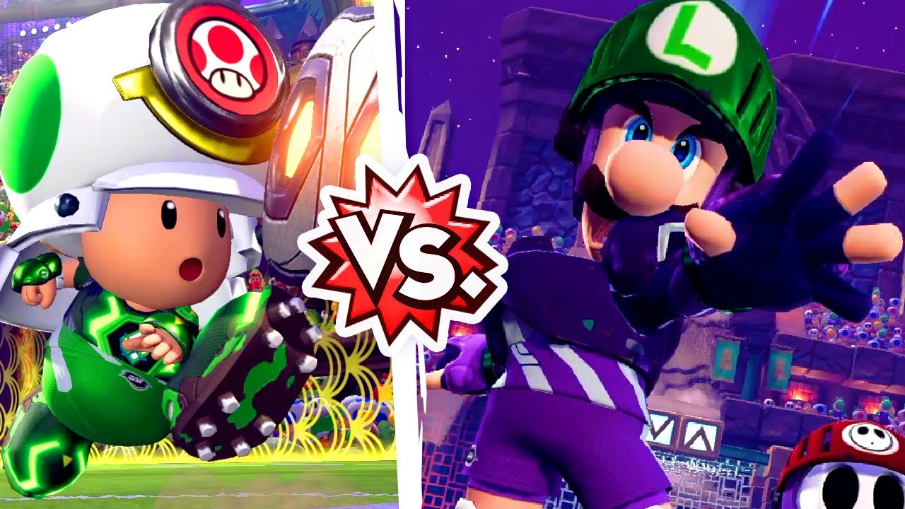 Mario Strikers Battle League - Bushido Toad Vs. Knight Luigi - YouTube