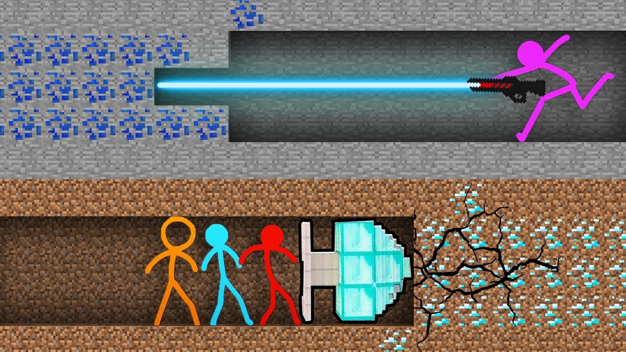 Stickman vs Minecraft Animation DIAMOND SURVIVAL in Stickman Minecraft ...