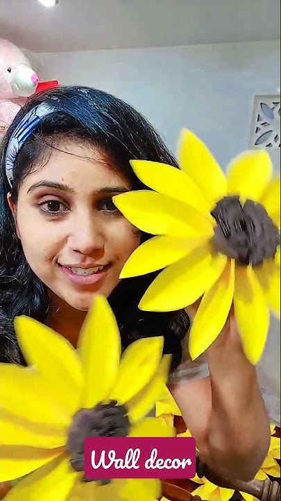 Wall decor/makeover using paper Sunflowers 🌻 #shorts - YouTube