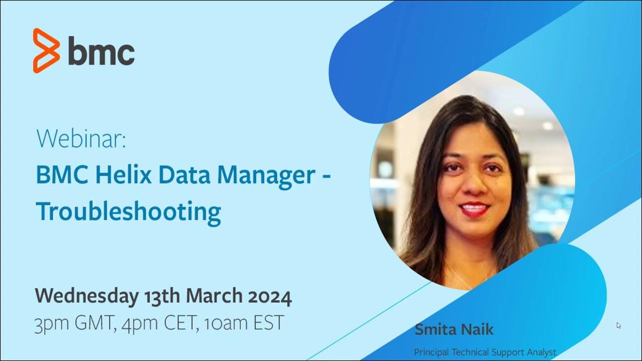 Webinar: BMC Helix Data Manager - Troubleshooting - YouTube