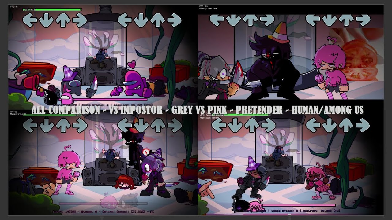 FNF - Comparison Vs Impostor - Pretender - Grey Vs Pink - All Mods ...
