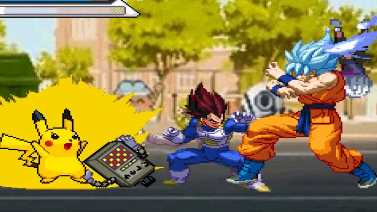 POKEMON & SAIYAN TEAM UP | PIKACHU & VEGETA VS MUGEN CHARACTERS | FUNNY ...