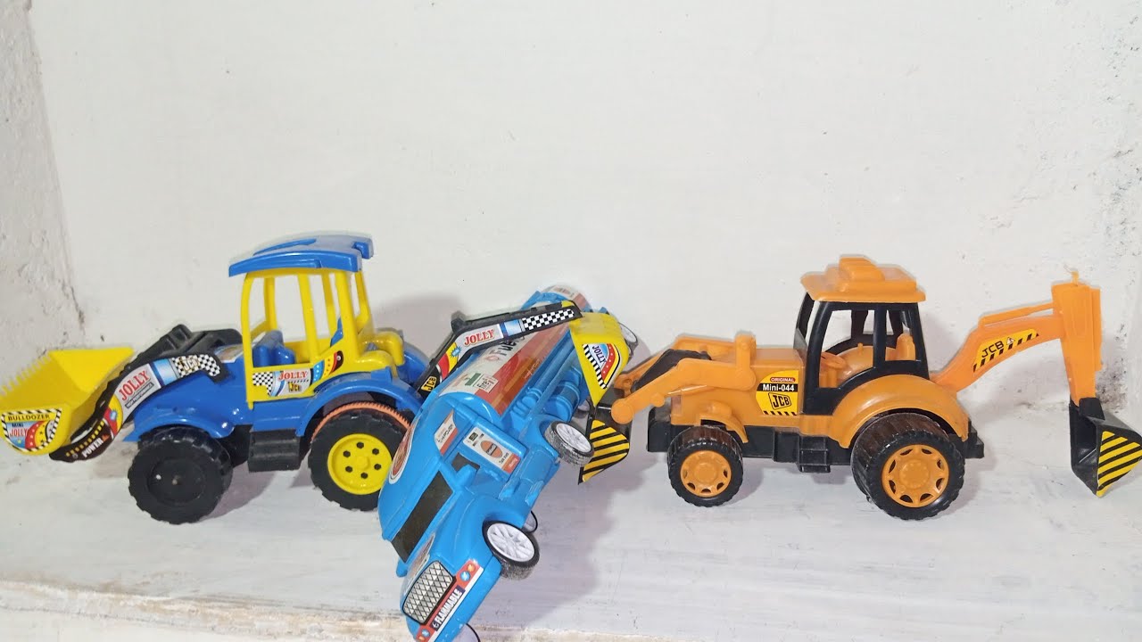 truck cartoon video || mini jcb toys for kids unboxing tractor truck ...