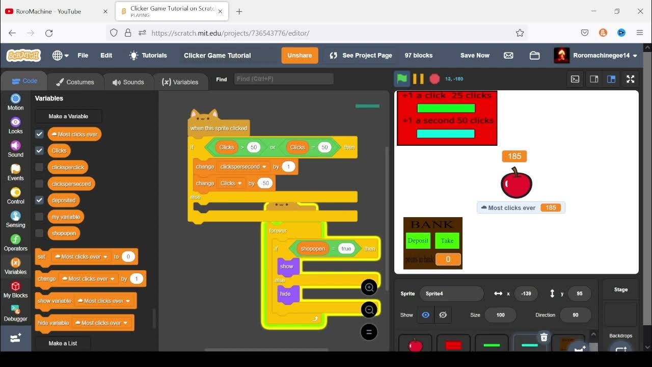 scratch clicker game tutorial (EP 2.5: fixed shop) - YouTube
