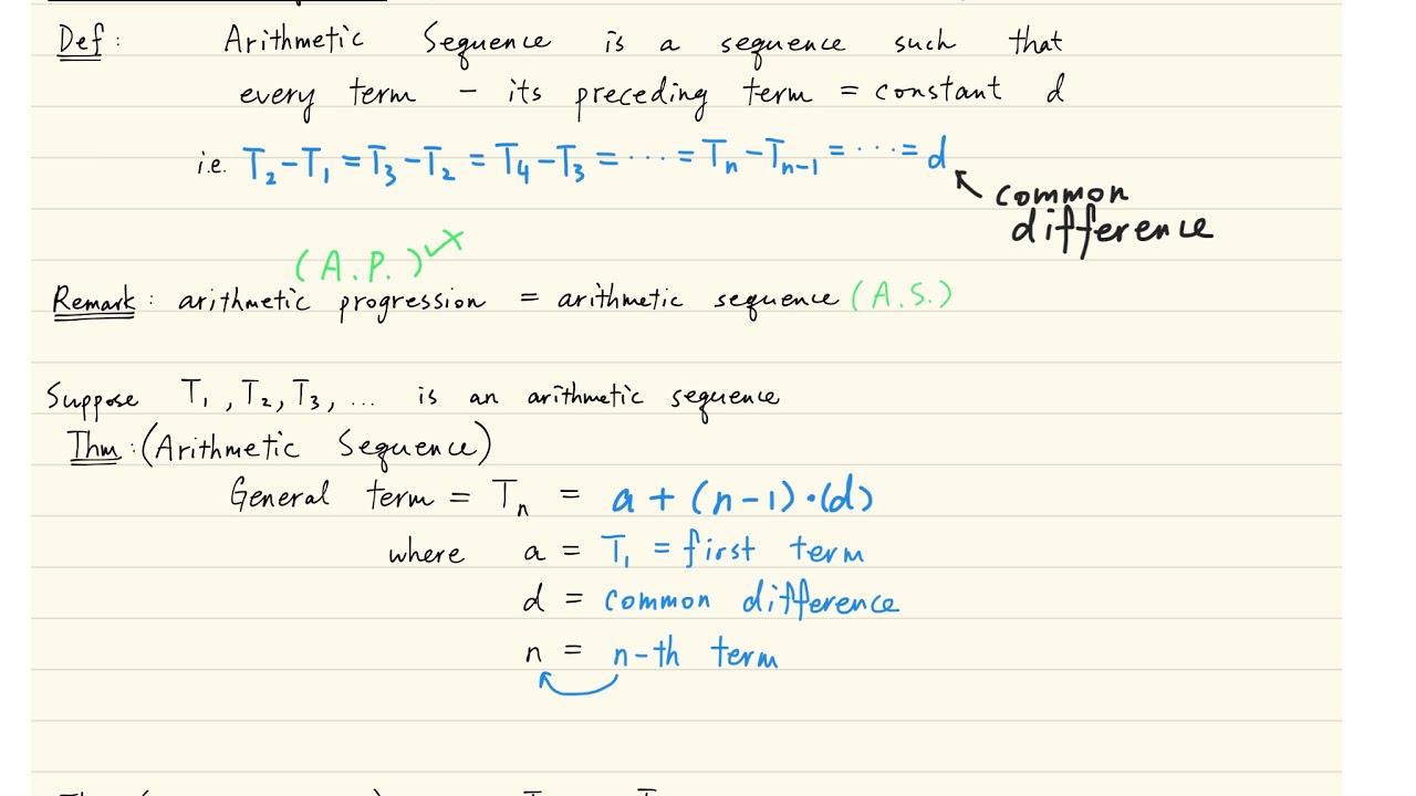 F6 Ch01 Arithmetic Sequence Lecture Arithmetic Mean Youtube