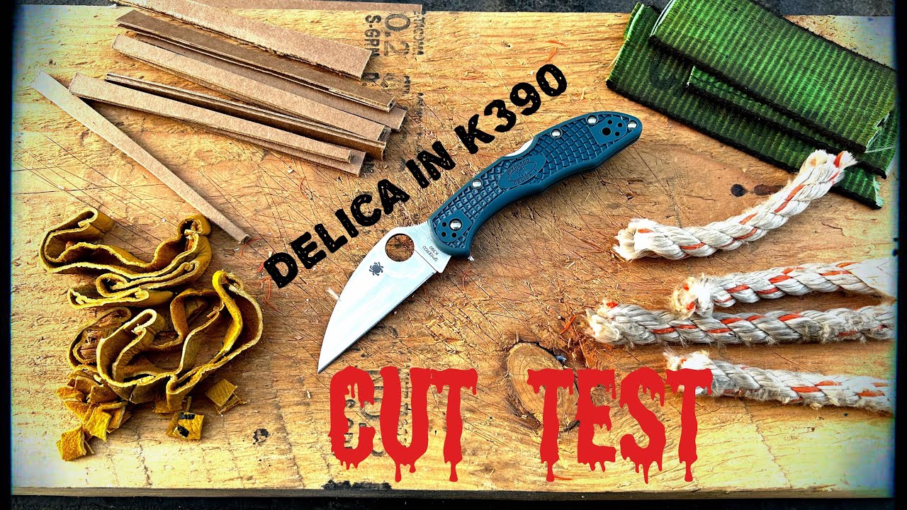 INSANE CUTTING PERFORMANCE! Cut Test: Spyderco Delica Wharncliff K390 ...