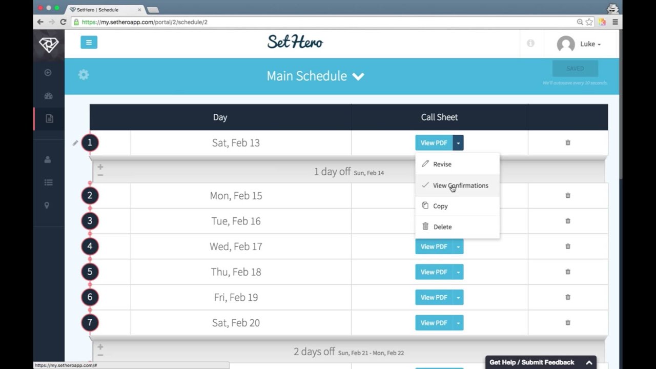 SetHero Walkthrough Part 3 - Publishing and Revising a Callsheet - YouTube