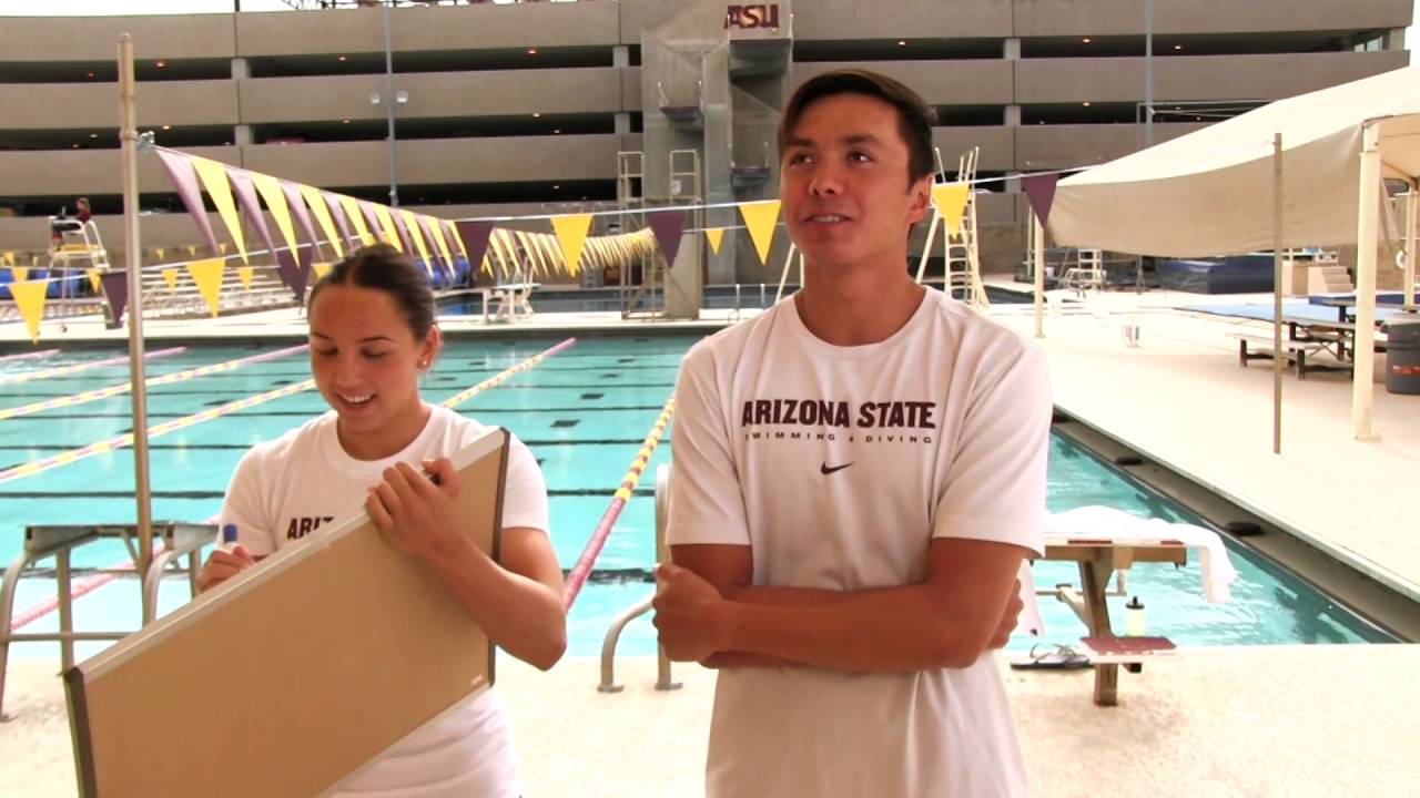 Arizona State swimming and diving plays Teammate Trivia - YouTube