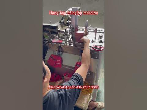 Hang tag stringing machine - YouTube