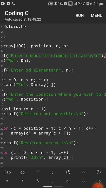 C Programming To Delete Element From Array C Programming Language