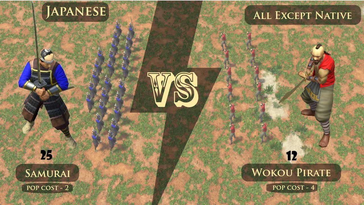 25 Samurai vs 12 Wokou Pirate | Unique Units | Age Of Empires III ...
