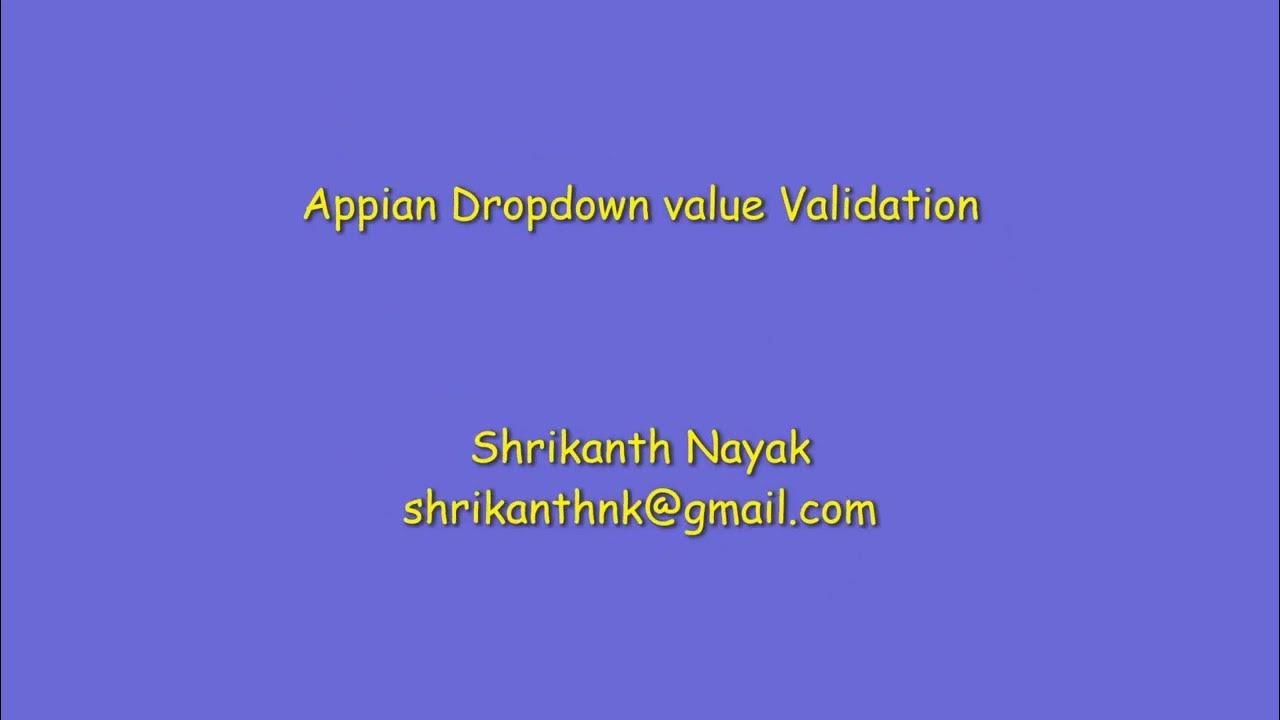 Dropdown field validation -Appian - YouTube