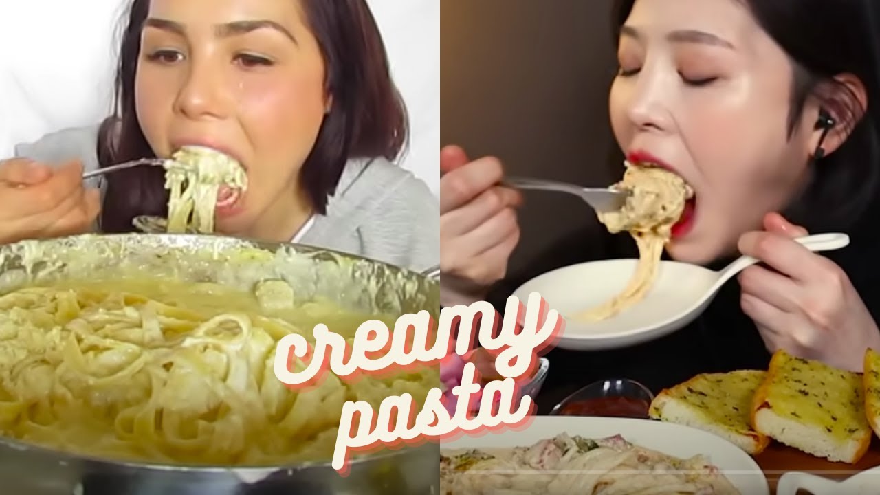 CREAMY CHEESY PASTA MUKBANG ASMR🧀🍜 - YouTube