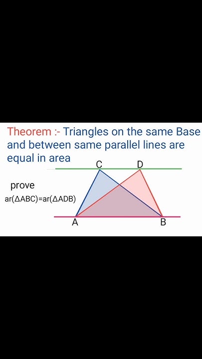 Triangles on the same base and between same parallel lines are equal in area. - YouTube