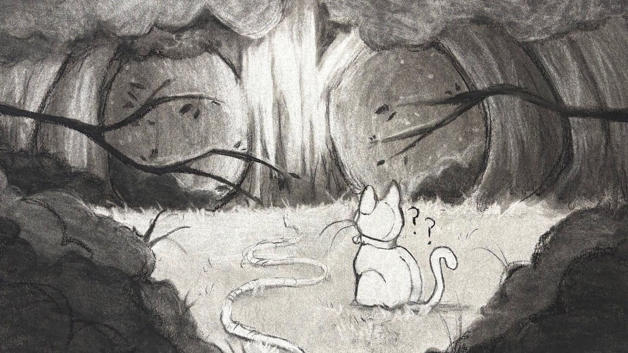 SCAREDY CAT || A charcoal animated short film - YouTube