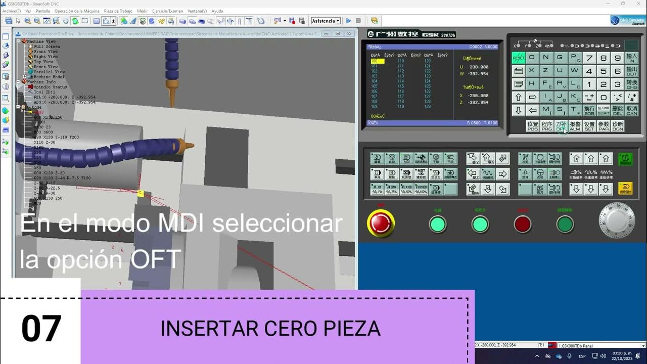 Cero pieza en simulador de torno SwanSoft-GSK 980Tdb - YouTube