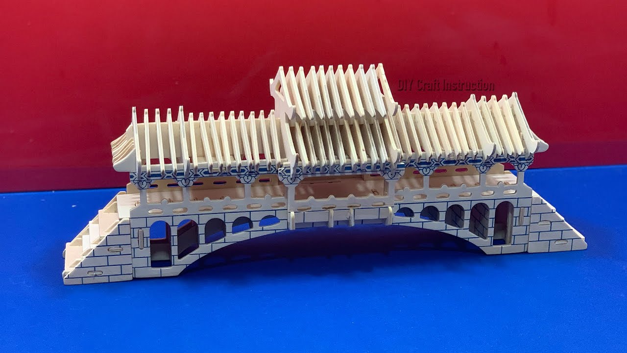 DIY Craft Instruction 3D Woodcraft Construction Kit GALLERY BRIDGE ...