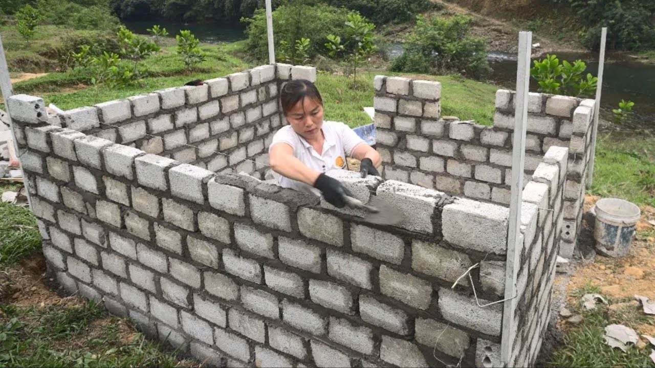 TIMELAPSE: START to FINISH Alone Building Brick House - BUILD LOG CABIN ...