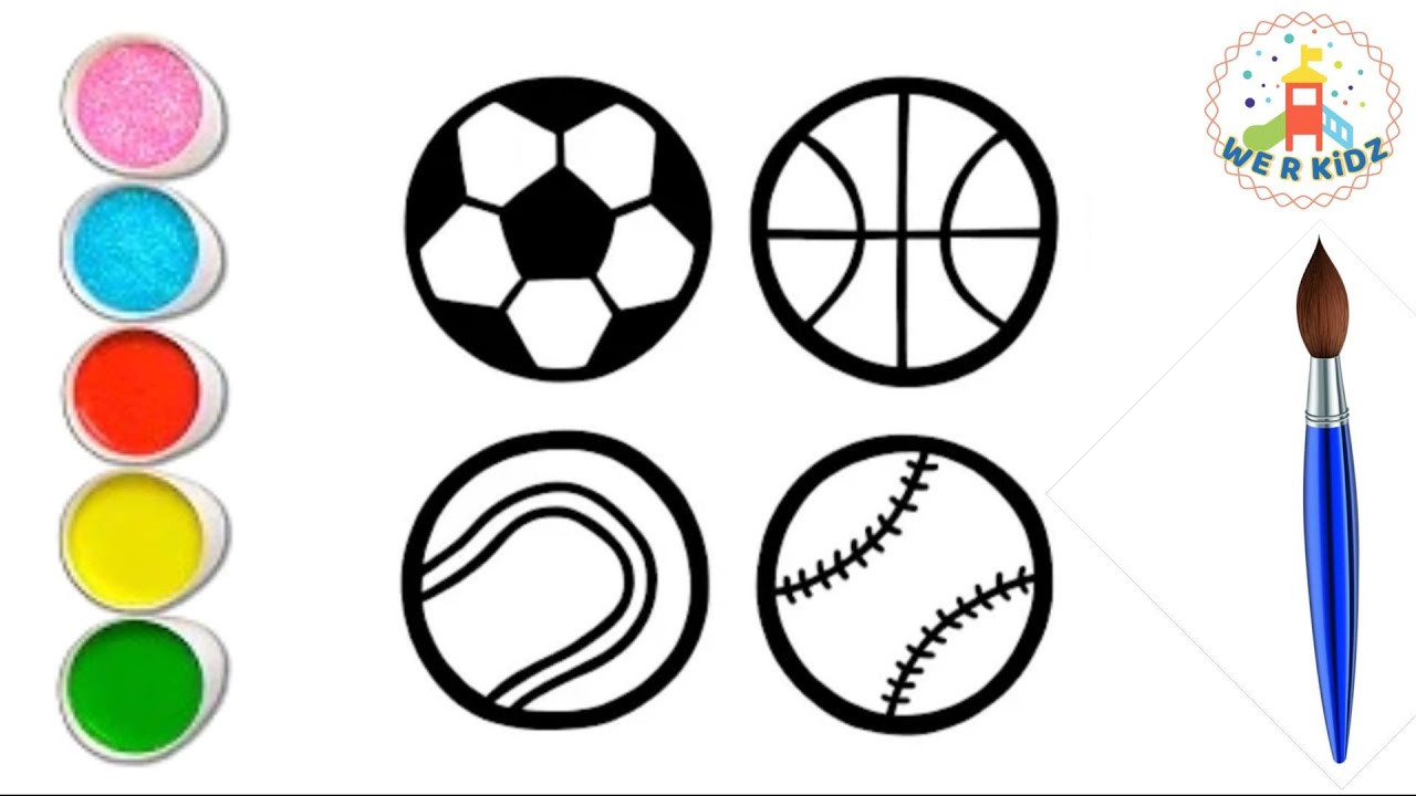 Drawing and Coloring Balls || How to Draw Sports Balls || Learning ...