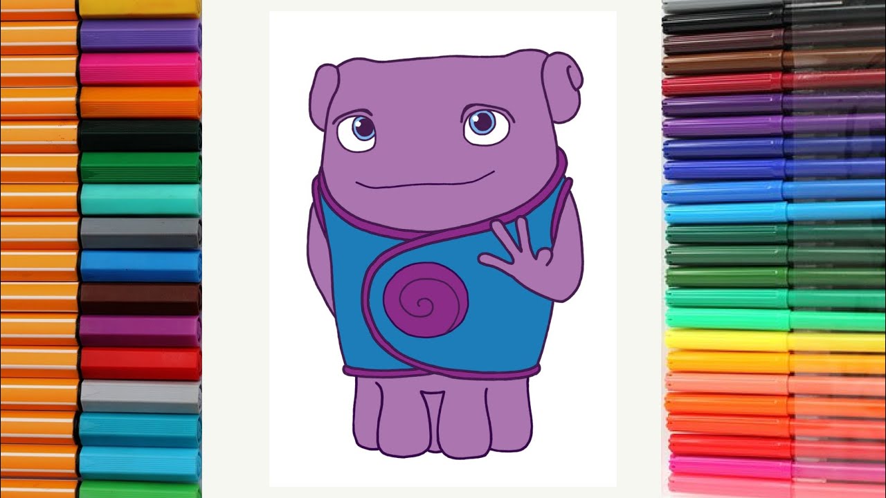How to draw Oh alien from Home movie easy - YouTube