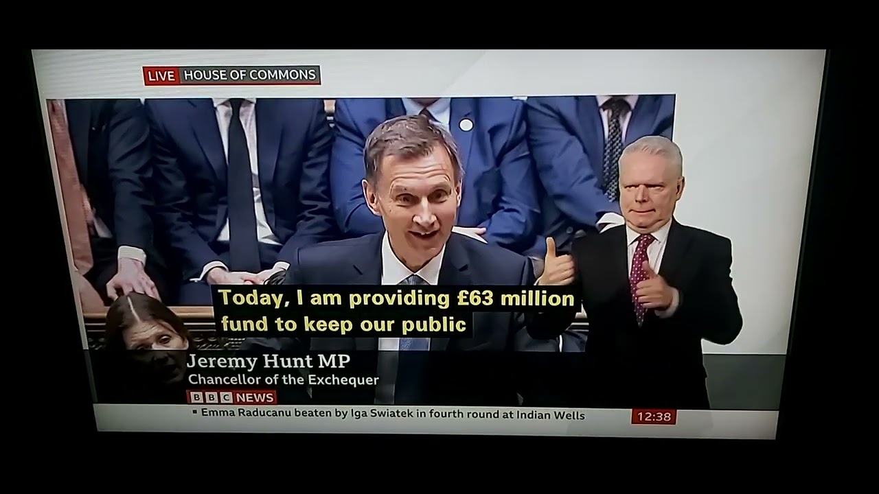 BBC News Live on Spring Budget 2023 Part 1: Half Inflation/£63m Leisure ...