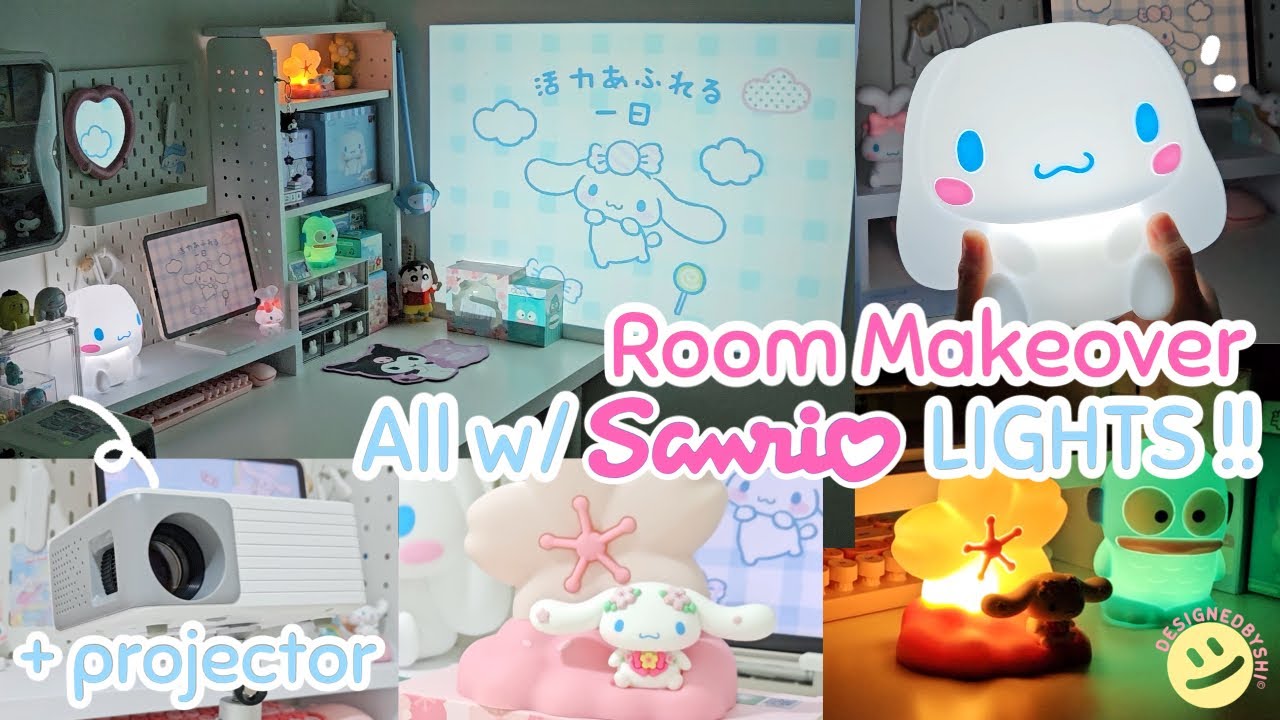 [Room Design ideas #5] SANRIO ROOM 🩵🌸☁️ 🌙🤍 all w/ sanrio lights ...
