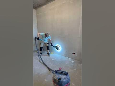 Шлифовка стен жирафом перед шпатлевкой - YouTube