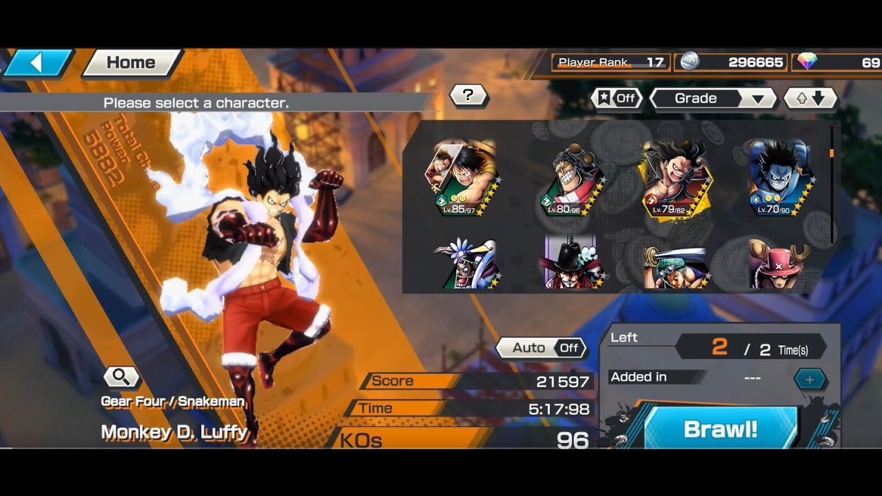 One piece Bounty Rush Brawl 100 Challenge Battle Monkey D Luffy Gear 4 Snakeman & 30 Million ...