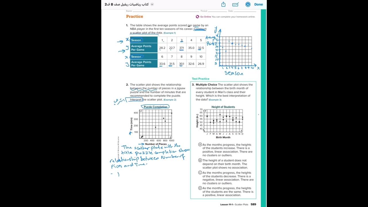 Lesson 11.1 Scatter Plots - YouTube