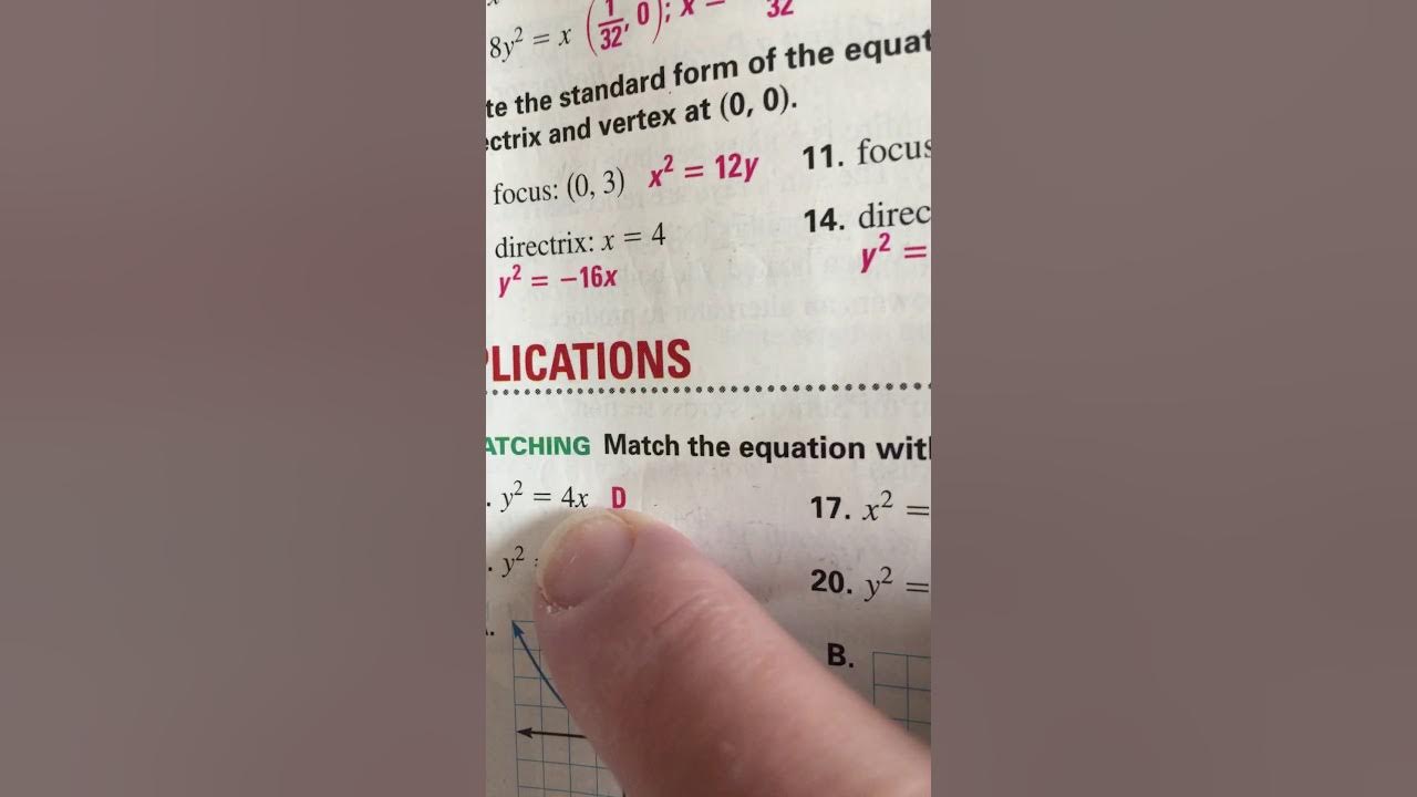 TI 84 graphing calculator- using the conics app Algebra 2 p. 598 - YouTube