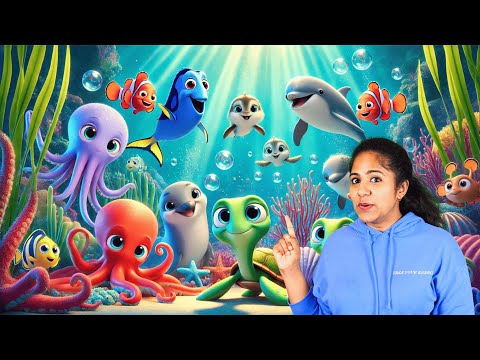 Sea animals songs | Nursery rhymes | English and Malayalam | Ms Mallu