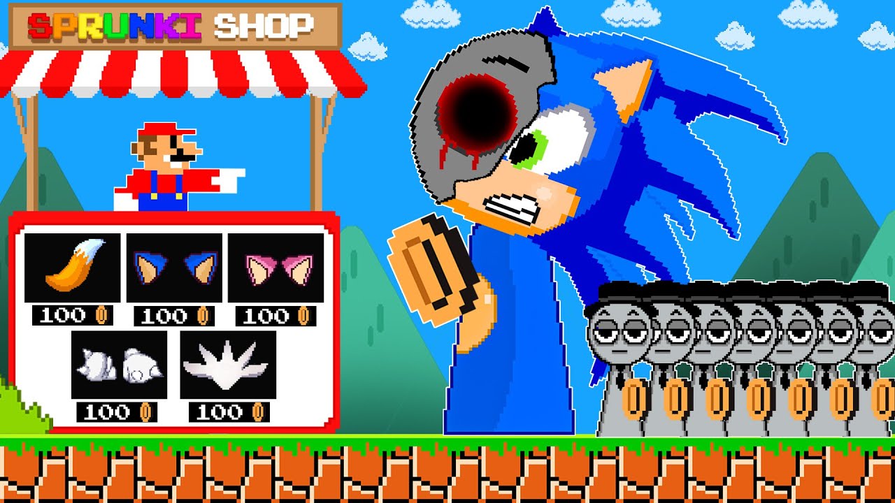 Super Mario Bros. Mario Open Shop for Sprunki Sonic | PixSaga Mario ...