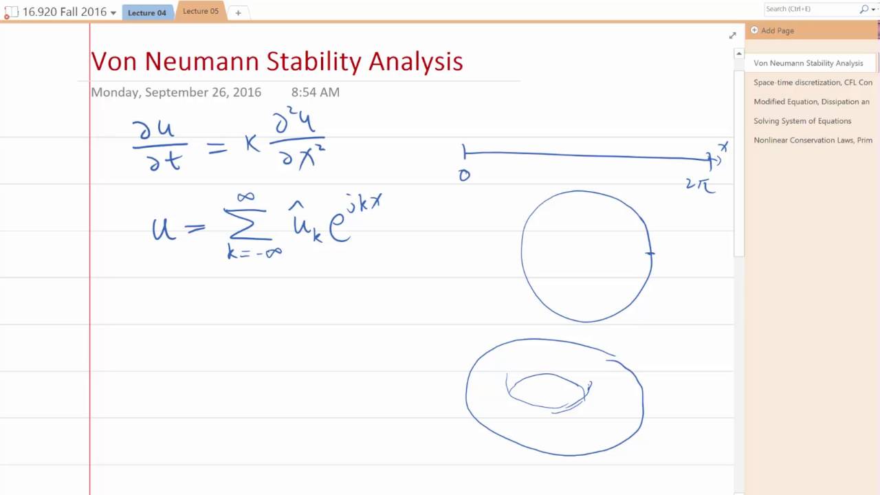 Lecture 05 Part 1: von Neumann stability analysis of continuous PDE ...