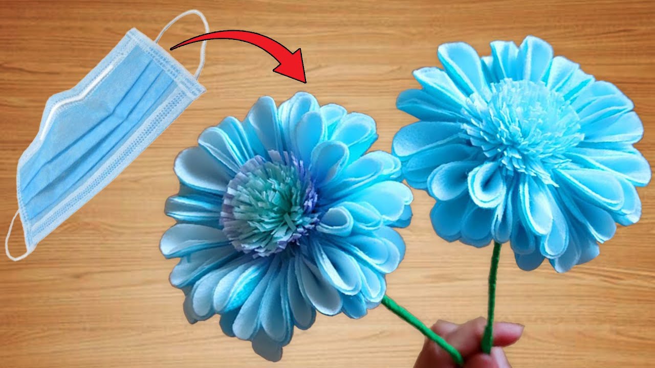 Beautiful Face Mask Flower Making | DIY Flower with Face mask | Reuse ...