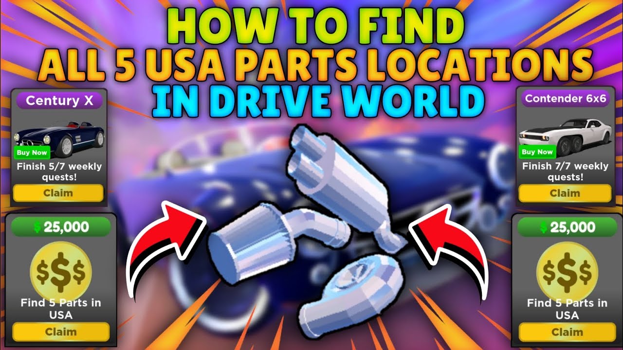 How To Find All 5 USA Parts Locations For Weekly Quests In Roblox Drive ...